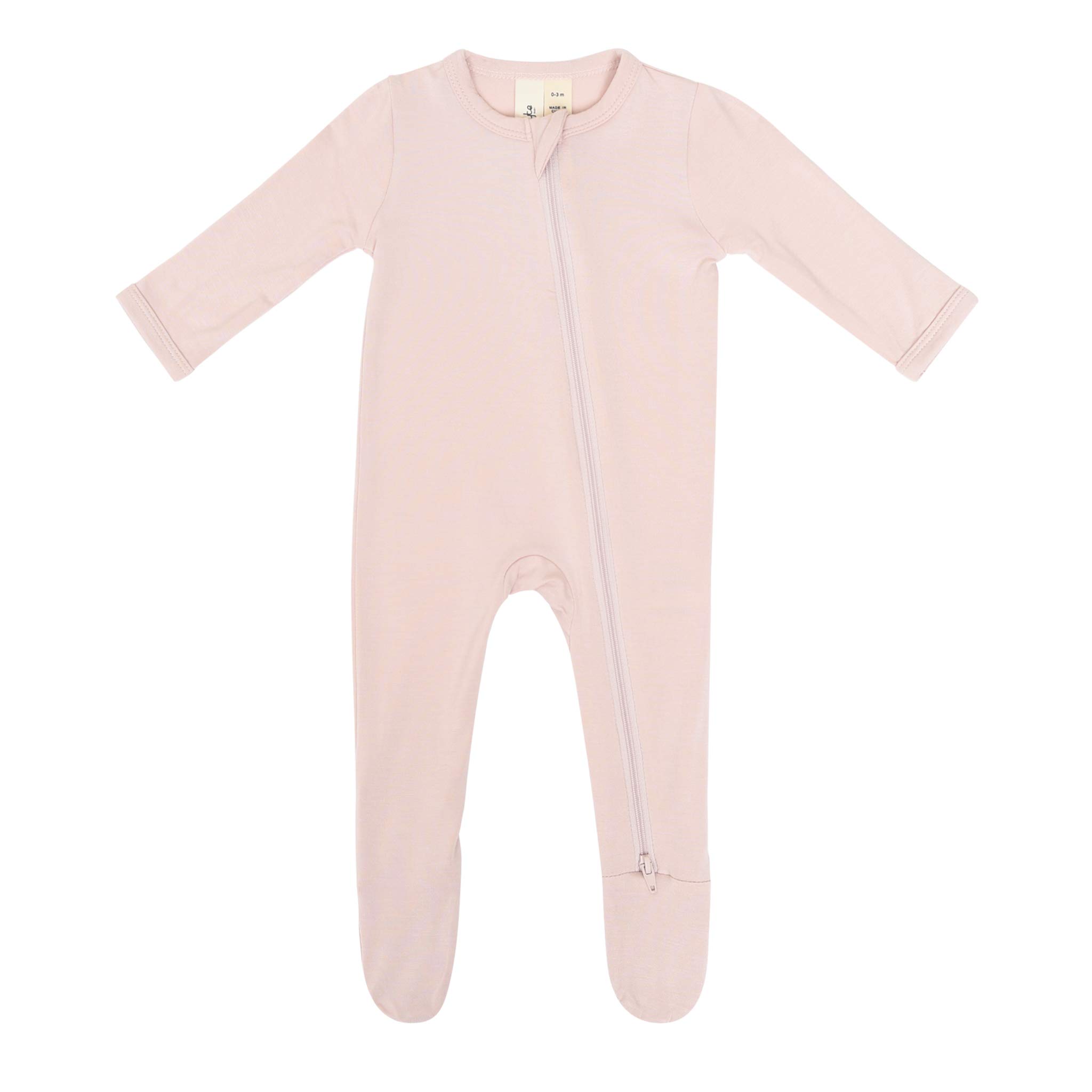 KYTE BABY Unisex Zipper Closure Footies, Rayon Made From Bamboo (6-12 Months, Blush)