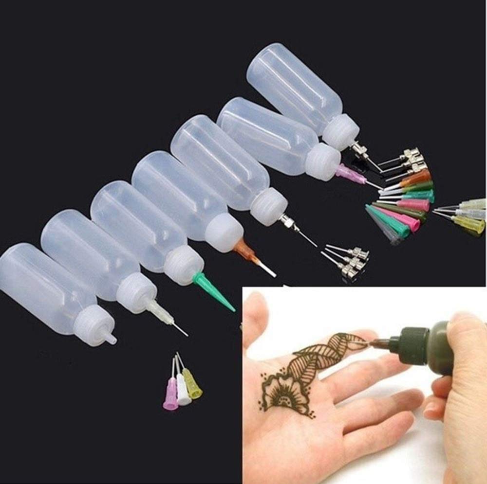 2Pcs Jagua Henna Temporary Tattoo Kit Applicator Bottles with 16 Tips Needles for Henna Tattoo Cone Tattoo Bottle Kits - Qty 2 & 16 Tips