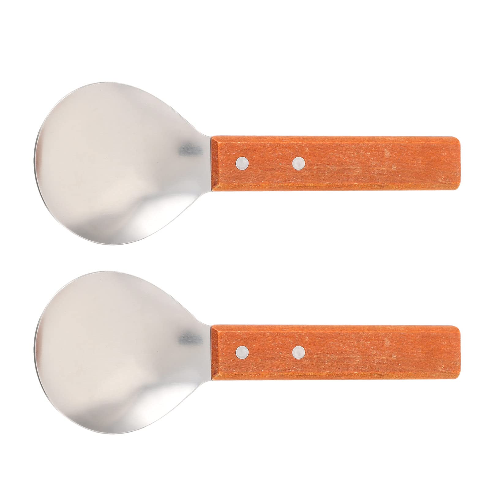 2Pcs Japanese Rice Spatula Versatile Non Stick Serving Spoon with Wood Handle Tofu Scoop Spoon for Home Kitchen Small