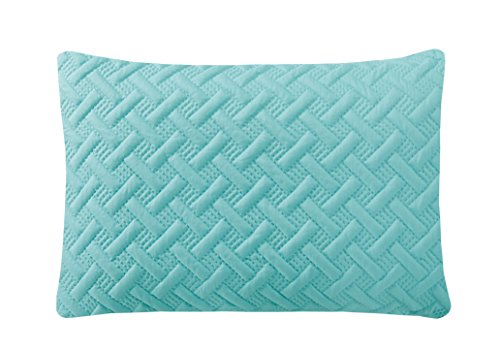 Chic Home 3 Piece Ora Heavy Embossed and Embroidered Quilted Geometrical Pattern Reversible Printed King Comforter Set Aqua