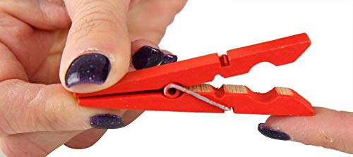 Home-X Set Large Colorful Heavy-Duty Wooden Clothespins Set of 24-8 Colors-3”L