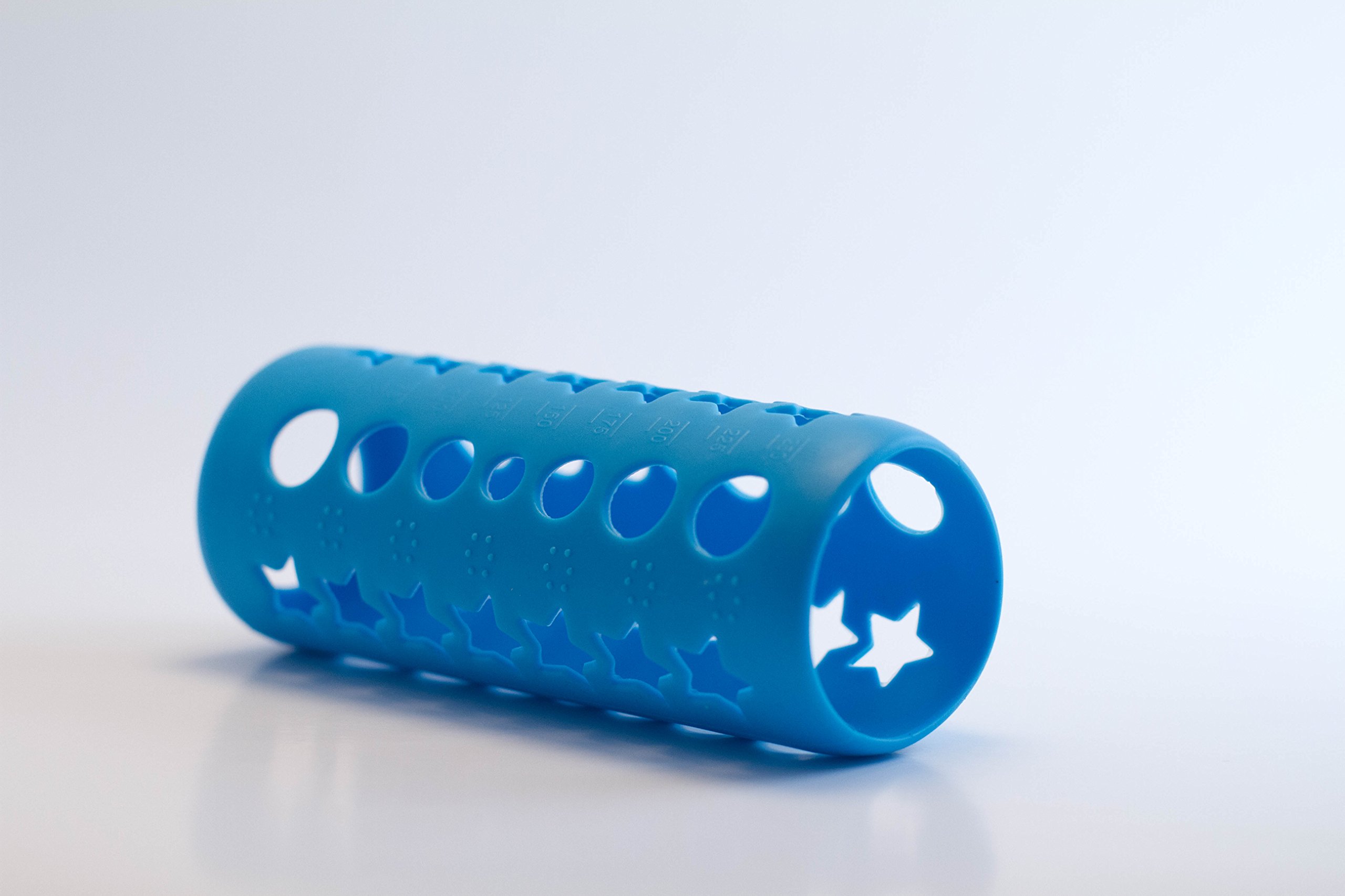 Silicone Glass Baby Bottle Cover by HNR - 2 Pack Blue