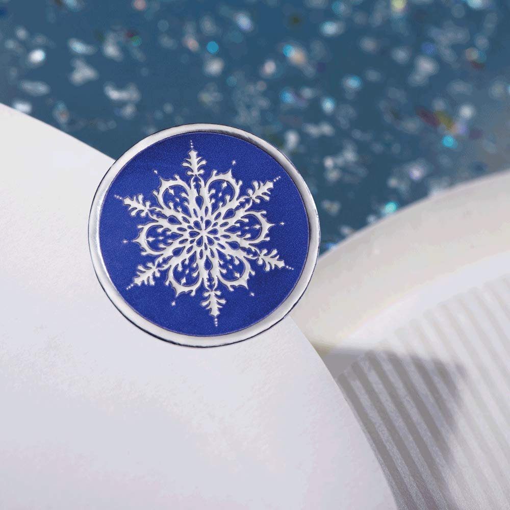 PaperDirect Blue and Silver Snowflake Embossed Foil Seals, 48 Count