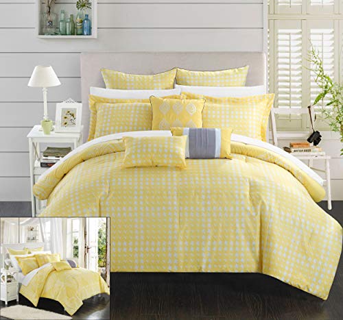 Chic Home 6 Piece Sicily Oversized Overfilled Comforter Set, Twin, Yellow