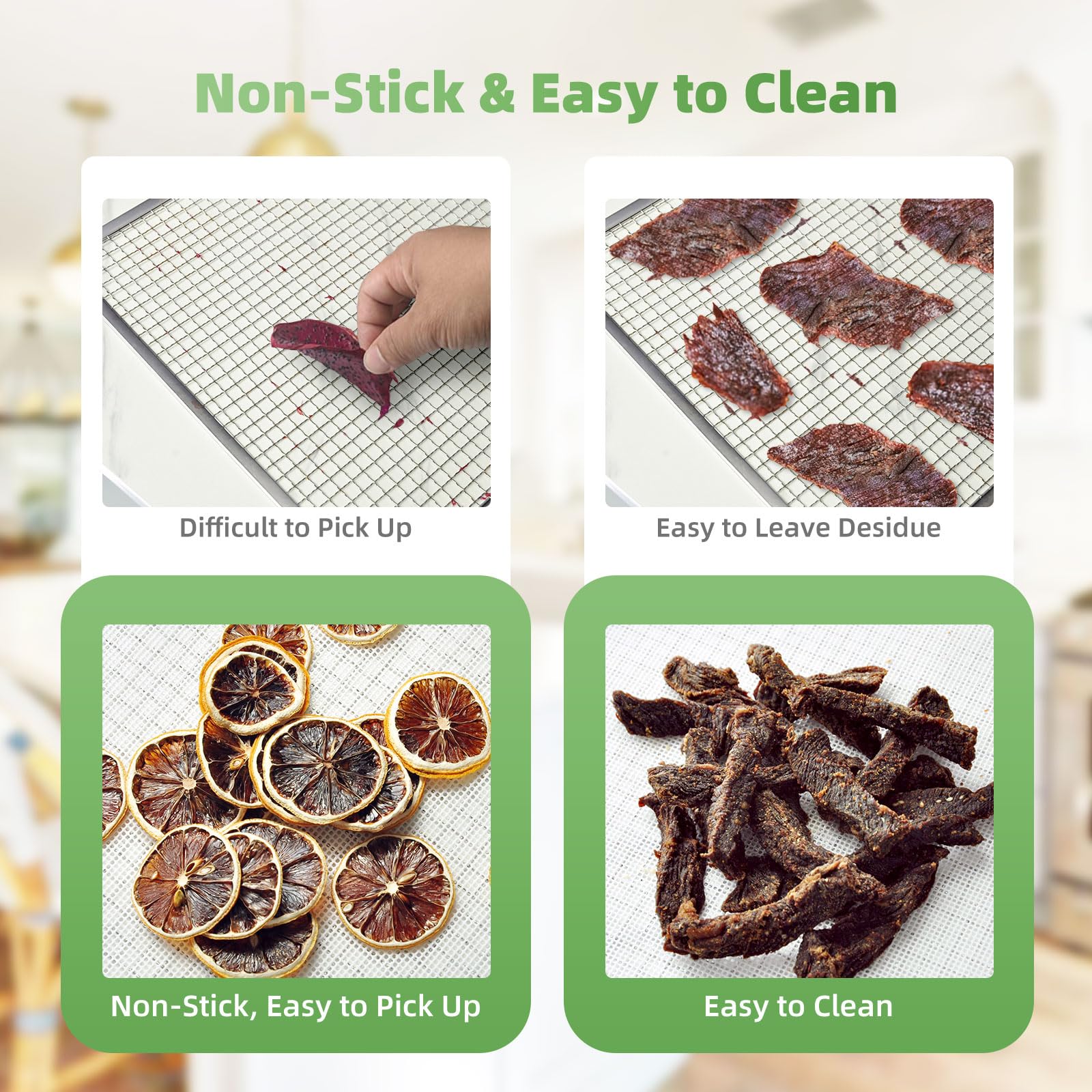 Septree 8 Pieces Premium Non Stick Silicone Dehydrator Sheets,Food Fruit Dehydrator Mats Reusable Steamer Mesh Mat for Fruit Food Dryer Mats Square 12.6 * 12.6inch