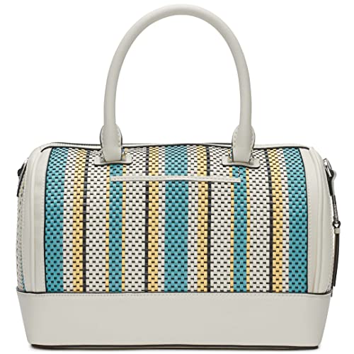 Calvin Klein Ashley Barrel Satchel, Cherub White Multi Woven