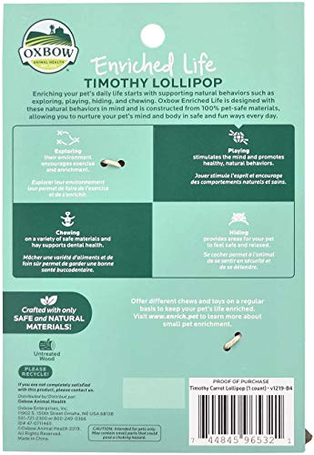 Oxbow Animal Health Bundle of 2 Enriched Life Timothy =Lollipop Small Animal Chew Treats: Apple and Carrot