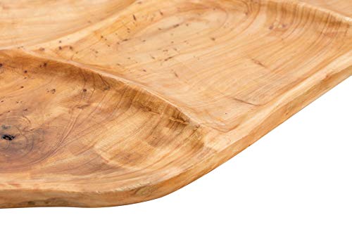 TJ Global Natural Root Wood Serving Platter Tray Board for Cheese, Appetizer, Charcuterie, Bread, Snacks, or Decor Display with 4 Compartments (18" x 13")