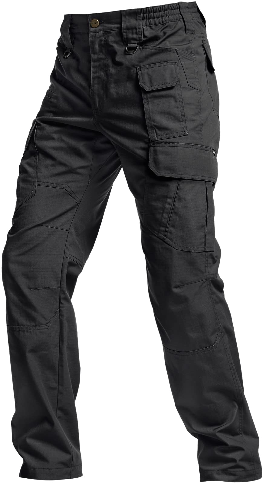 CQR Men's Tactical Pants, Water Resistant Ripstop Cargo Pants, Lightweight EDC Hiking Work Pants, Outdoor Apparel, Duratex Mag Pocket Black, 38W x 32L