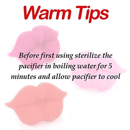 3pcs Infant Pacifier, Funny Lips Baby Pacifiers, Soft Silicone Cute Pacifier Design with Kiss Lip, Cute Pacifier Lovely Mommy's Touch Pink Kiss Lips Pacifiers