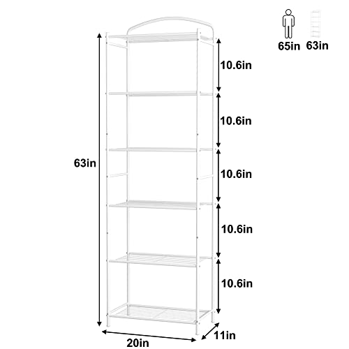 HOMEFORT Metal Bathroom Shelf,6-Tier Tower Rack, Freestanding Storage Organizer, Metal Shelving Unit with 6-Tier Durable Shelves for Bathroom, Kitchen, Living Room, Laundry
