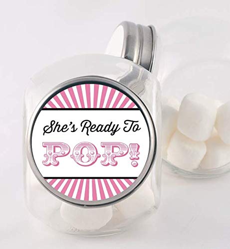 Pink Ready to Pop Baby Shower Stickers | 36 Matte Stickers | 2 Inches Round | Ready to Pop Baby Shower Labels