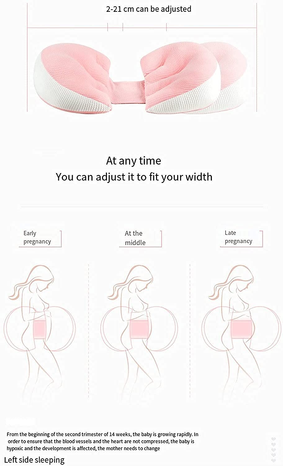 Side Sleeper Pregnancy Pillow, Side Sleeper Maternity Belly Support Pillow, Pregnancy Double Wedges for Body, Belly, Back Support, Maternity Pillow with Detachable Wedges