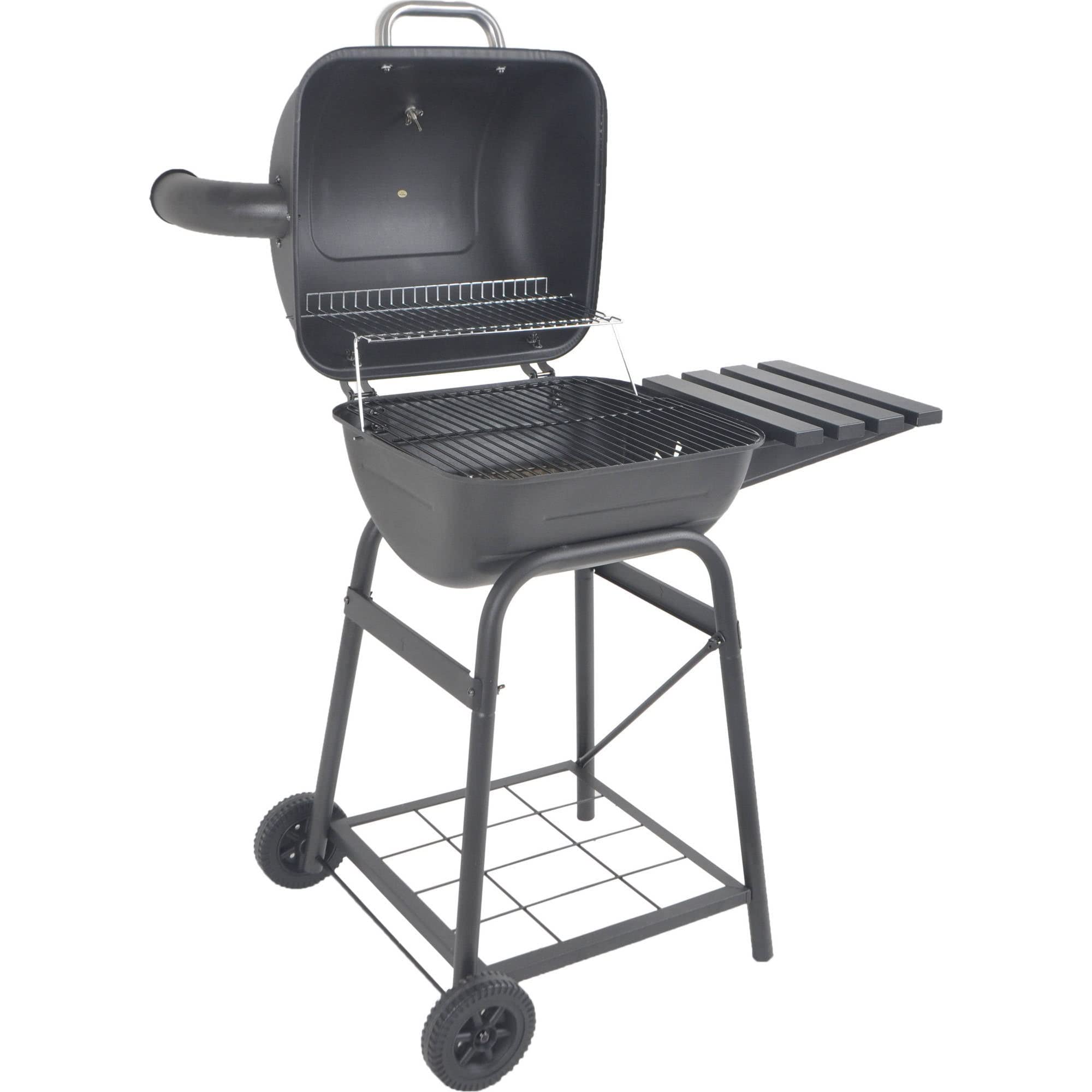26" Mini Barrel Charcoal Grill with Side Shelf, Black