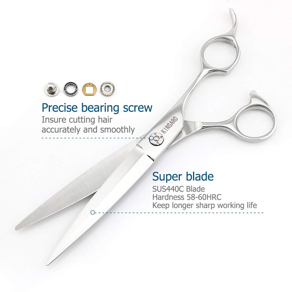 Barber Scissors 7" Professional Sliding Hair Scissors Willow Shape Sliding Hair Shears Professional Sliding Haircut Shears Razor Edge 440c Barber Shears KINSARO