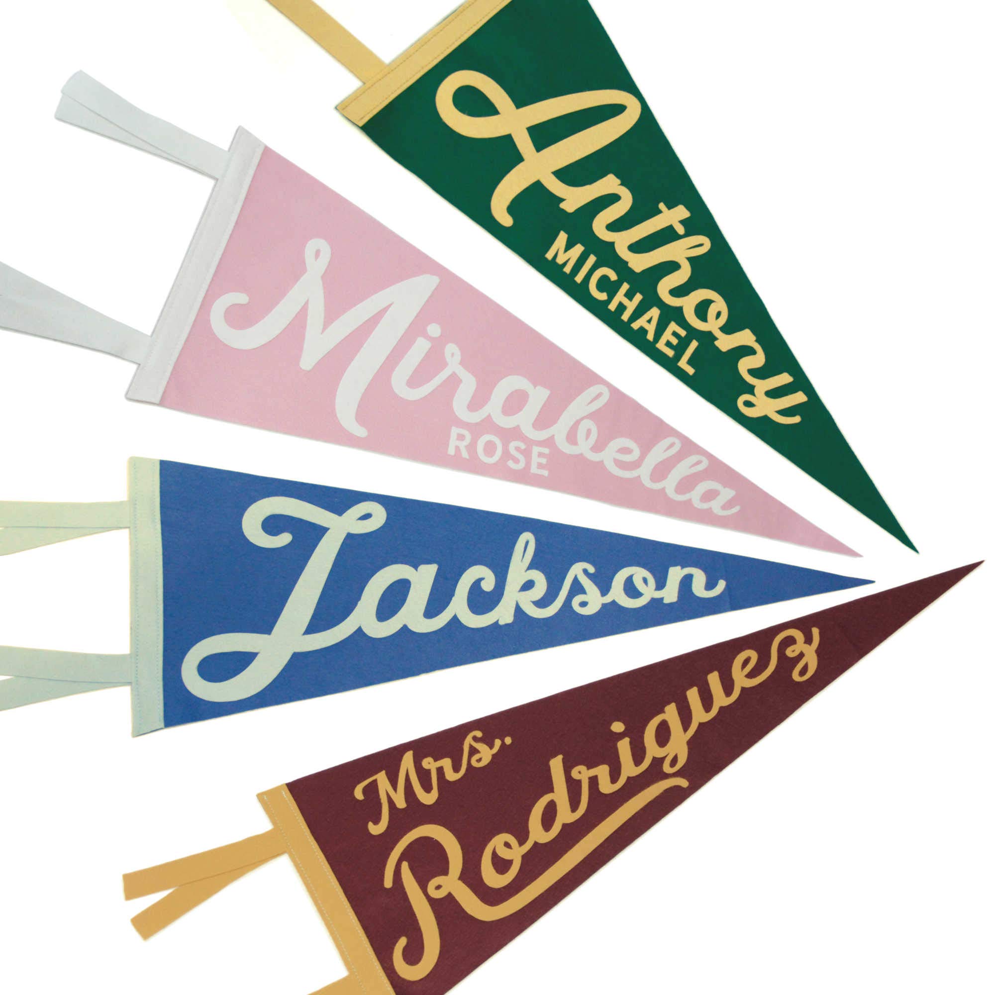 Lulu's Playhouse Custom Felt Name Pennant Flag - Personalized Banner Sign Wall Decor Kids Room Nursery