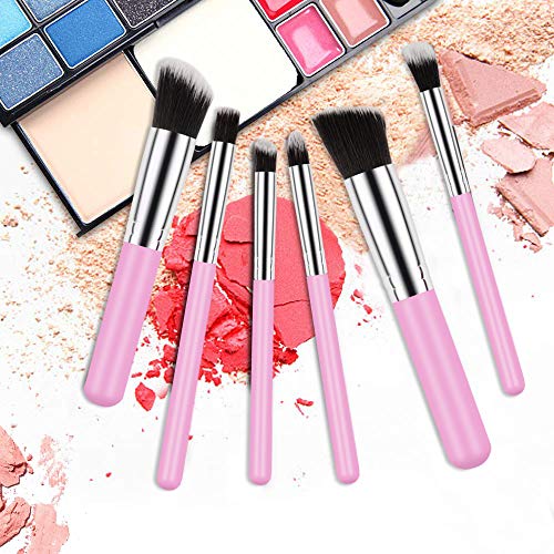 Make Up Brush, 10 Piece Soft Pink Makeup Brushes Set Portable Kabuki Liquid Cream Brushes with Cruelty-Free Synthetic Fiber Bristles Beauty Tools…