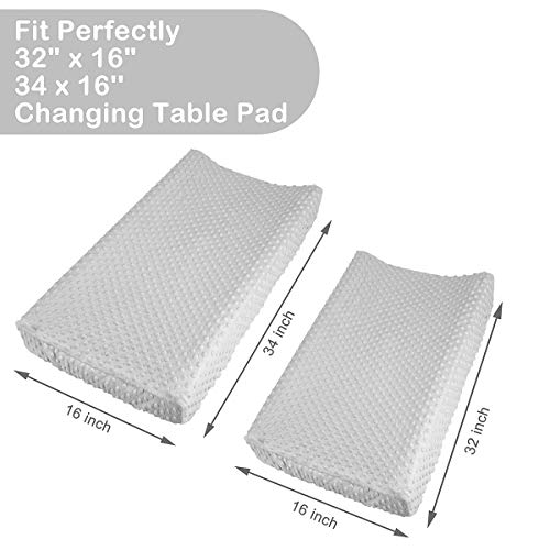 Nozaam - Baby Plush Minky Dot Changing Pad Cover - Ultra-Soft Stretchy Fitted Cover for Standard Nursery Changing Pad (Grey)