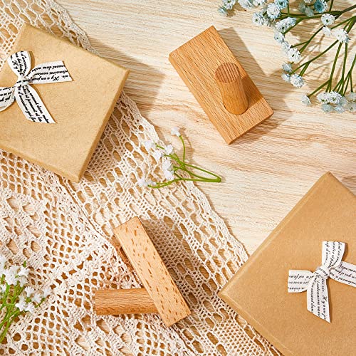 8 Pieces Wood Wall Hooks Hat Rack Decorative Wooden Coat Hooks Wall Mounted Heavy Duty Beech Coat Hangers for Wall Single Adhesive Backpack Hanger for Bathroom Hanging Hat Towel Key, Rectangle, 30lbs