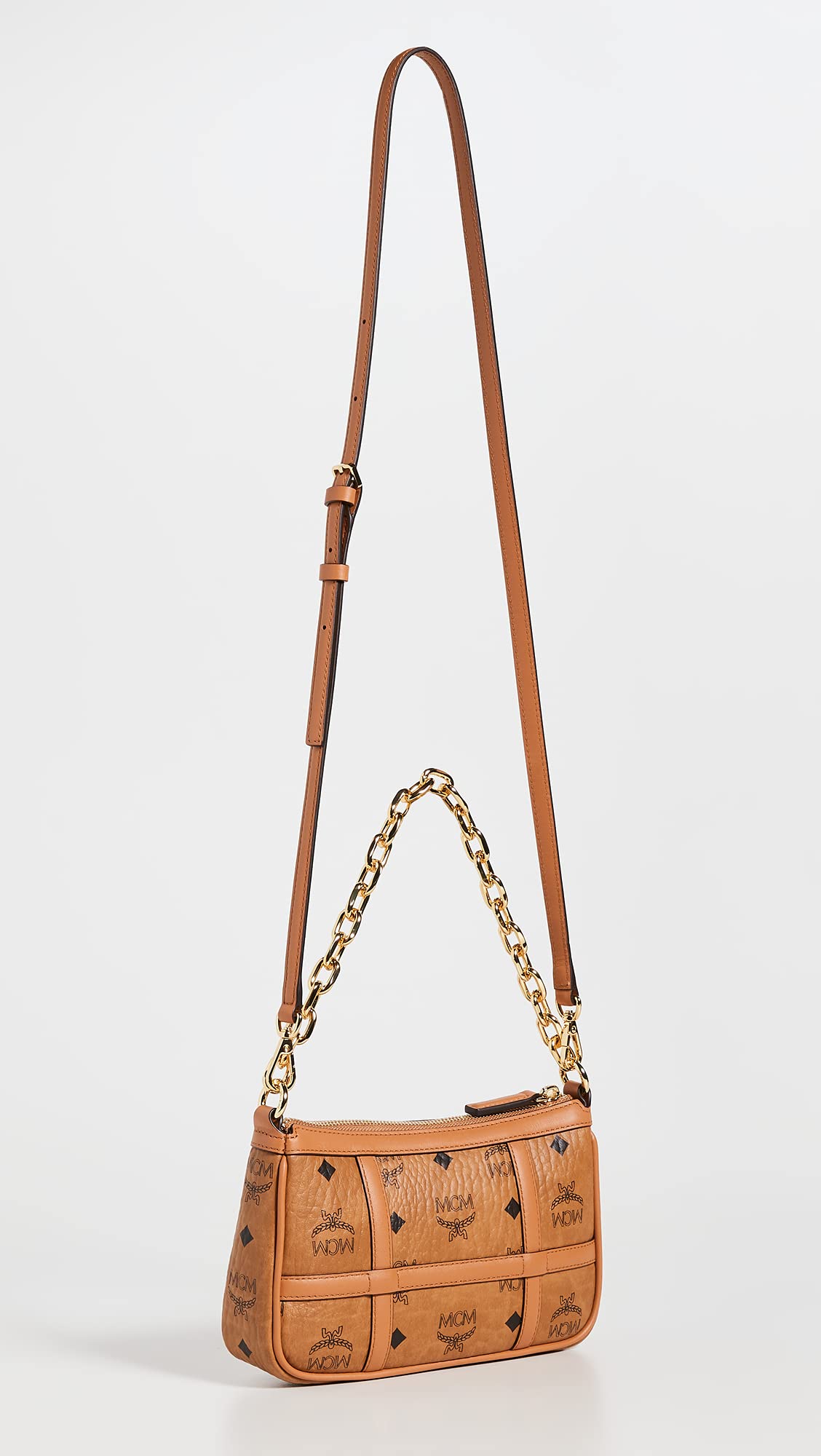 MCM Women's Delmy Visetos Shoulder Mini Bag, Cognac, Brown, Tan, Print, One Size