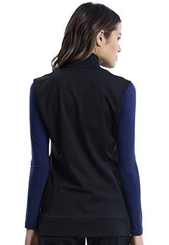 Cherokee Women Scrubs Vest Workwear Revolution Zip Front Knit WW521, L, Black