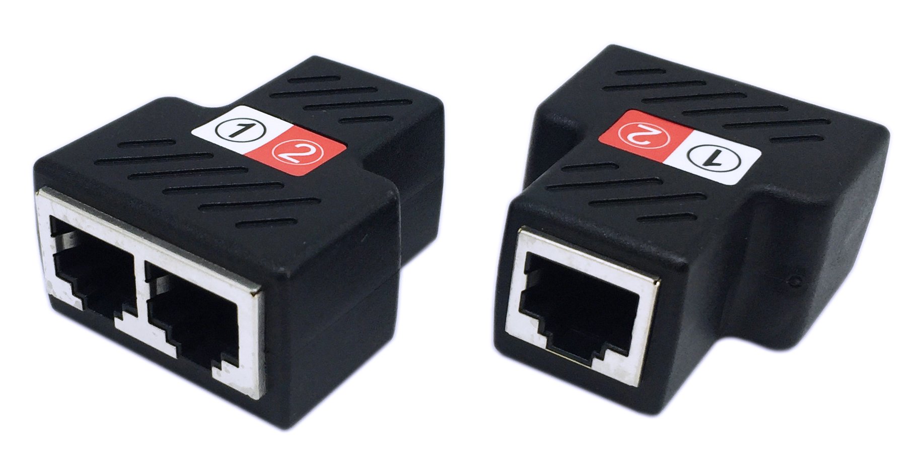 CERRXIAN RJ45 Splitter Adapter, RJ45 Female to 2 Female Splitter Coupler LAN Ethernet Network 1 to 2 Adapter (2-Pack)