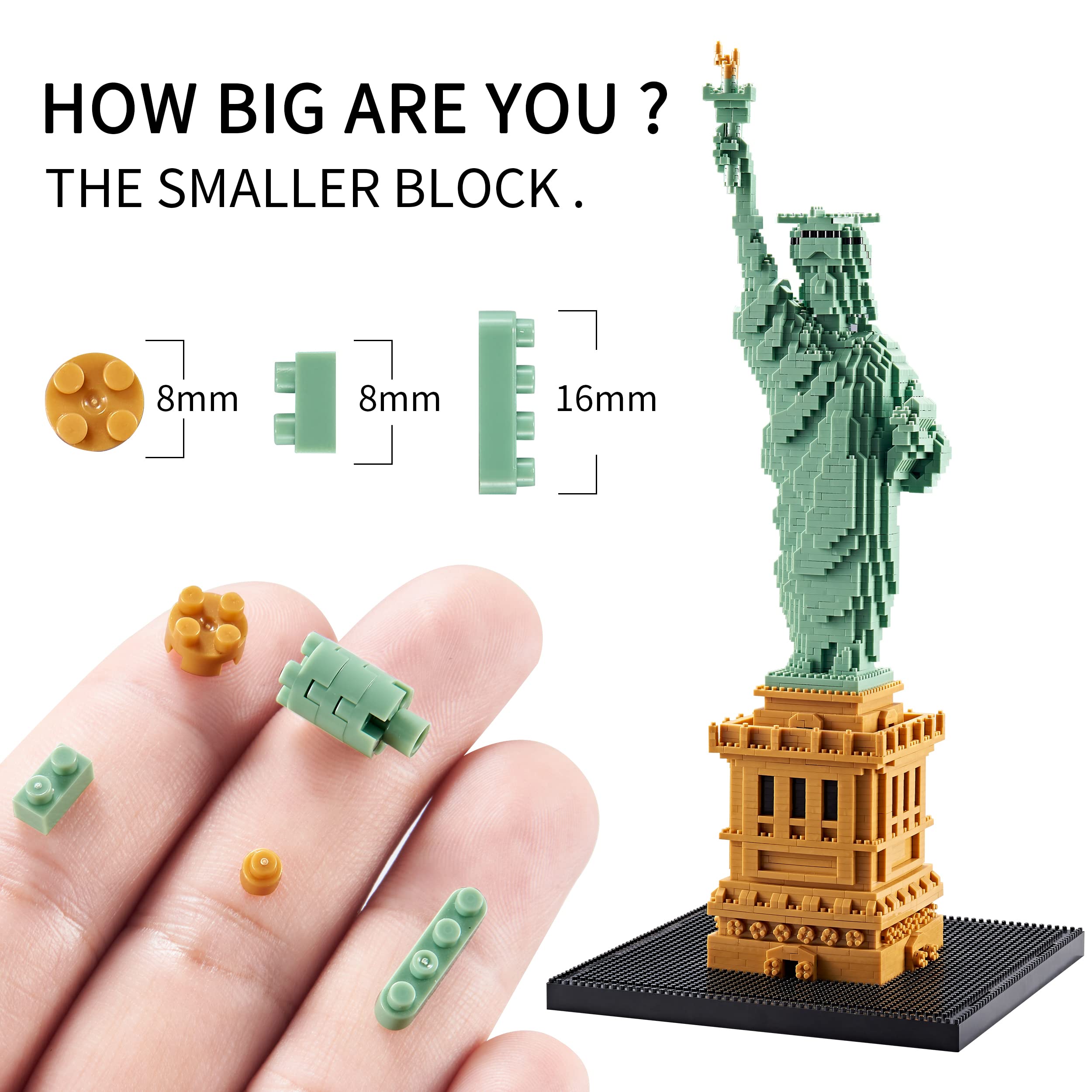 KLMEi Statue of Liberty Micro Blocks Building Sets Mini Bricks Building for Adults, New York Famous Landmark Architectural Model Toys for Kids Age of 14+ 2810 PCS