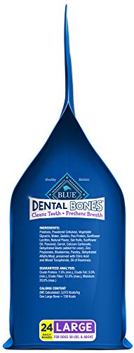Blue Buffalo Dental Bones Large Natural Dental Chew Dog Treats, (50 lbs and up) 36-oz Bag Jumbo Pack
