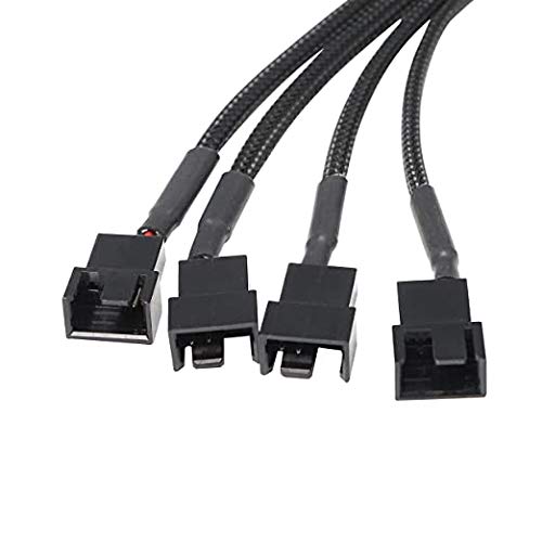 XMSJSIY SATA to 3 Pin 4 Pin Fan Adapter,15pin SATA to 4 x 3 pin / 4 Pin 12V PC Case Fan Splitter Extension Power Cable Adapter-28cm-2pcs