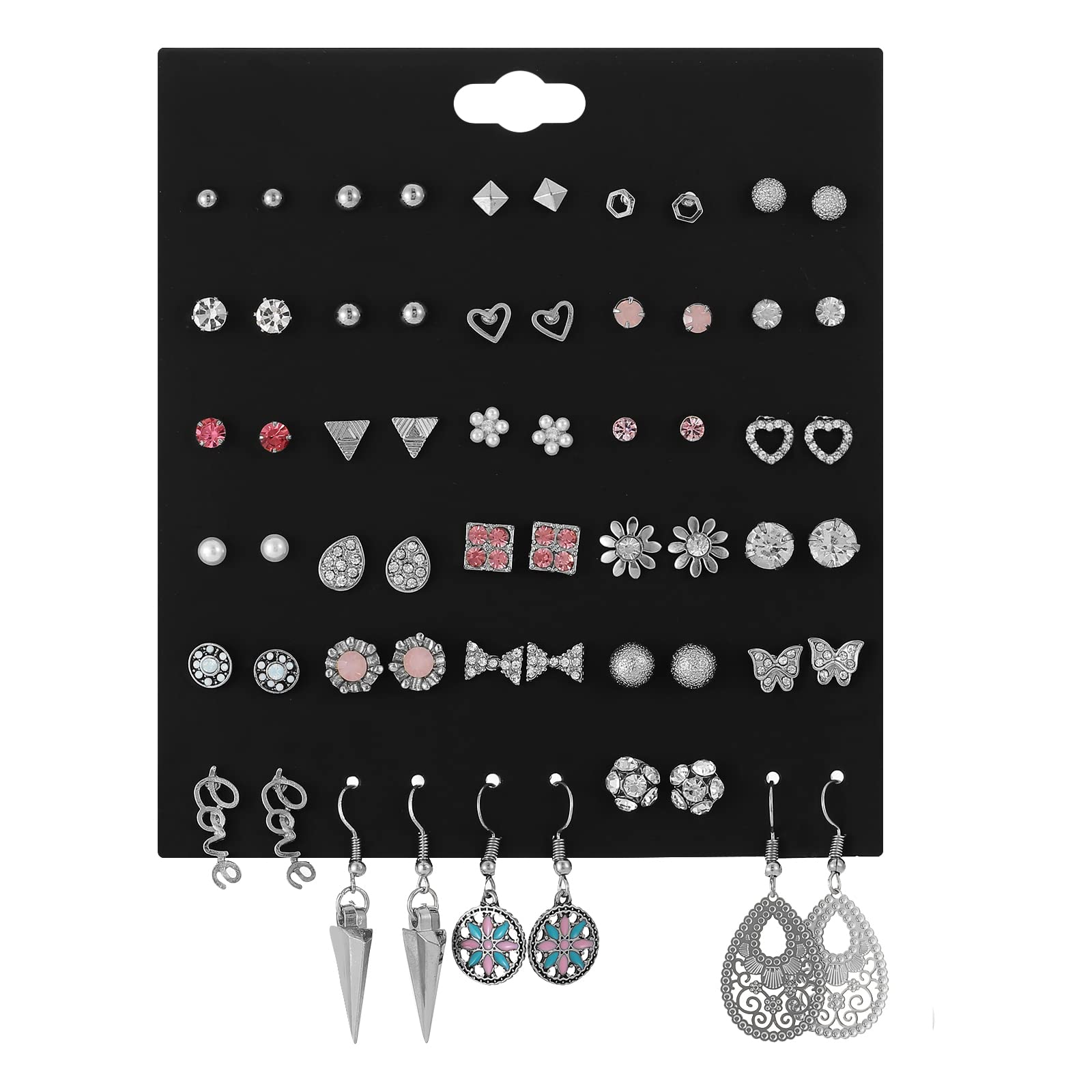 30 Pairs Stud Earrings Set Assorted Earrings Studs Set Earrings for Women (Style 03)