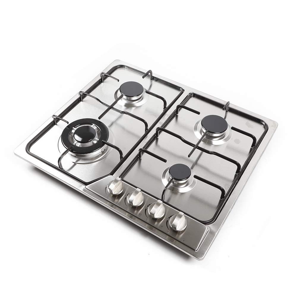 23″x20″ Built in Gas Cooktop 4 Burners Stainless Steel Stove with NG/LPG Conversion Kit,4 Burner Stove Gas Propane Range Tempered Ignition Camping Glass Cooktop