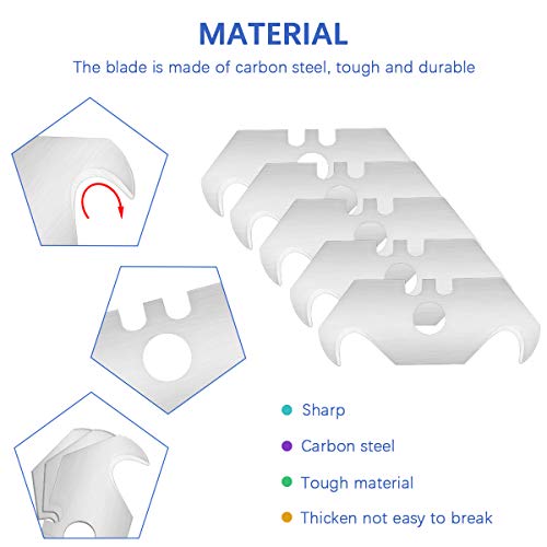 50 Pieces Utility Hook Blade Steel Razor Blade Hook Roofing Knife with Storage Box for Cutting Carpets, Wallpaper Materials
