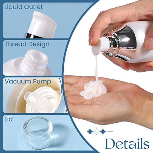 EOPER Airless Pump Jars 100ML, 3 Pieces Empty Refillable Cosmetic Air Pump Jars Bottles Airless Lotion Cream Sample Containers Makeup Vials Accessories Leak-Proof DIY Travel, Pearly White