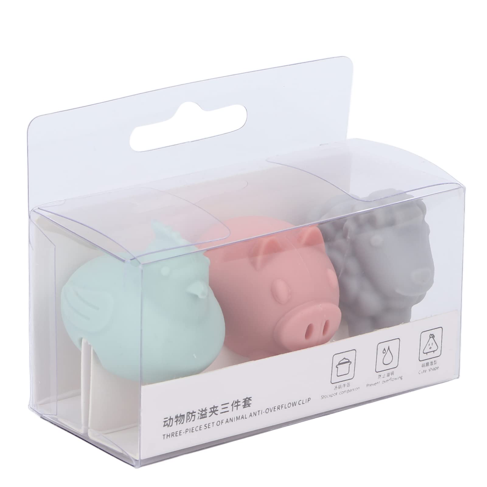 3pcs Pot Side Clips, Prevent Overflow Silicone Cute Animal Shape Pot Lid Lifting Clips Kitchen Cooking Tools