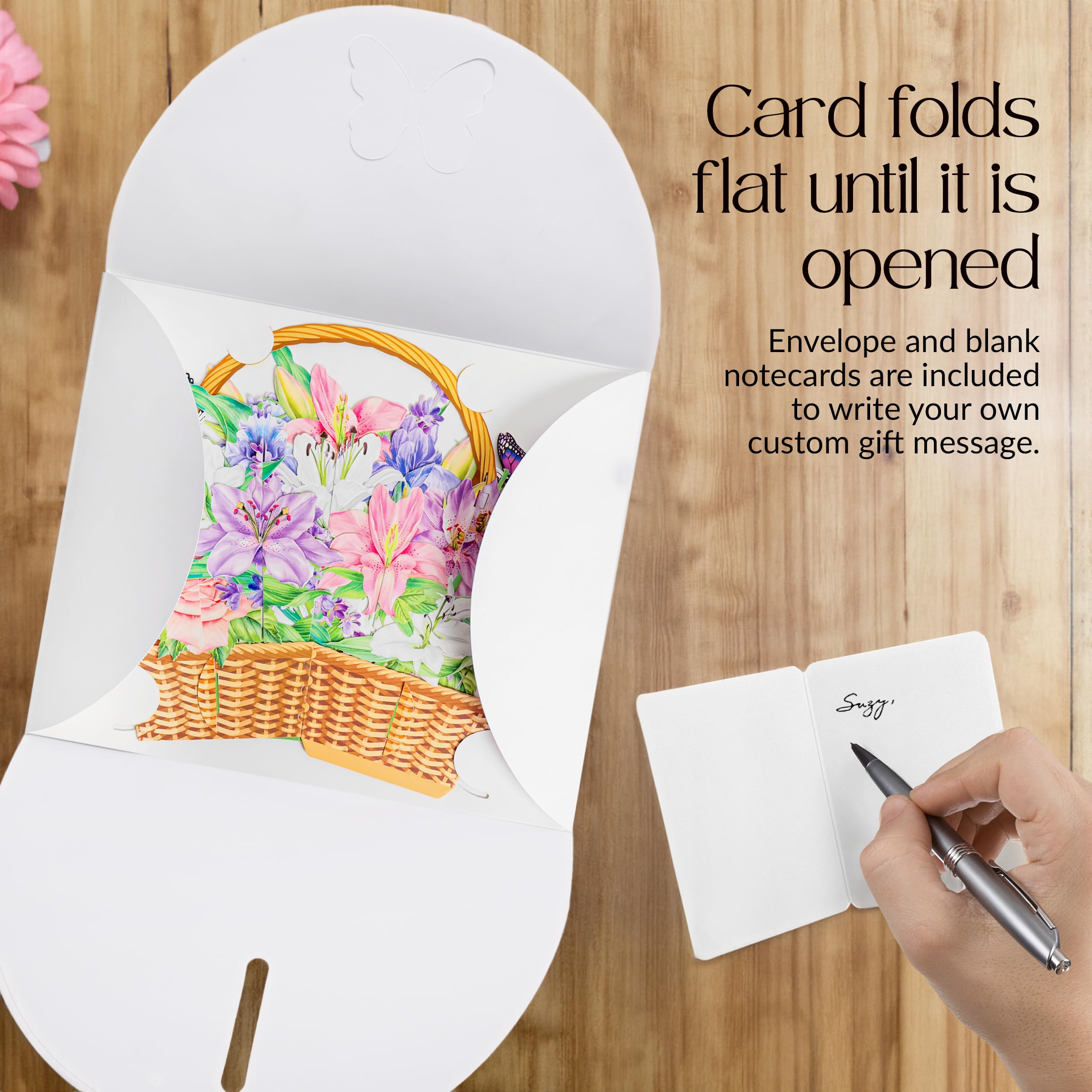 3D Pop Up lilly Flower Bouquet Card - Unique life size Floral Greeting Card for Birthday, Mother’s Day, Valentines Day, Appreciation card, Get Well soon