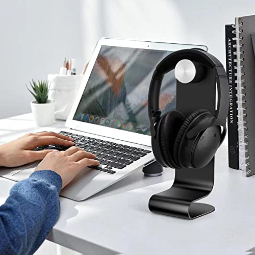 aplslpa Headphone Stand, Headset Stand β Spline β Aluminum Alloy Desk Earphone Stand with one Body Solid Design, for Medium and Small Size Headphone (Licorice Black)