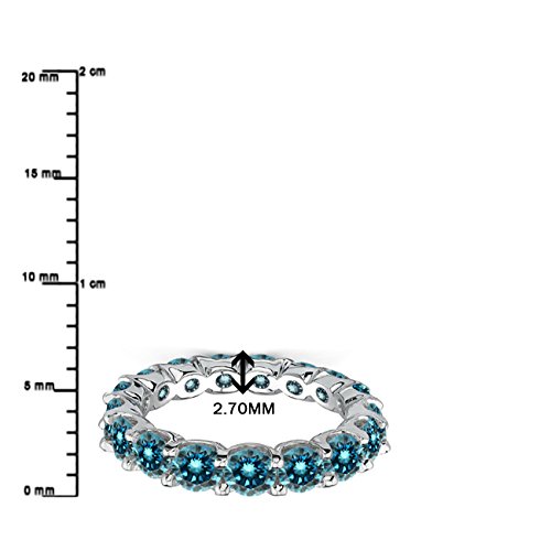 2.50 Carat Natural Blue Diamond Full Eternity Wedding Anniversary Bridal Band Ring 14K White Gold