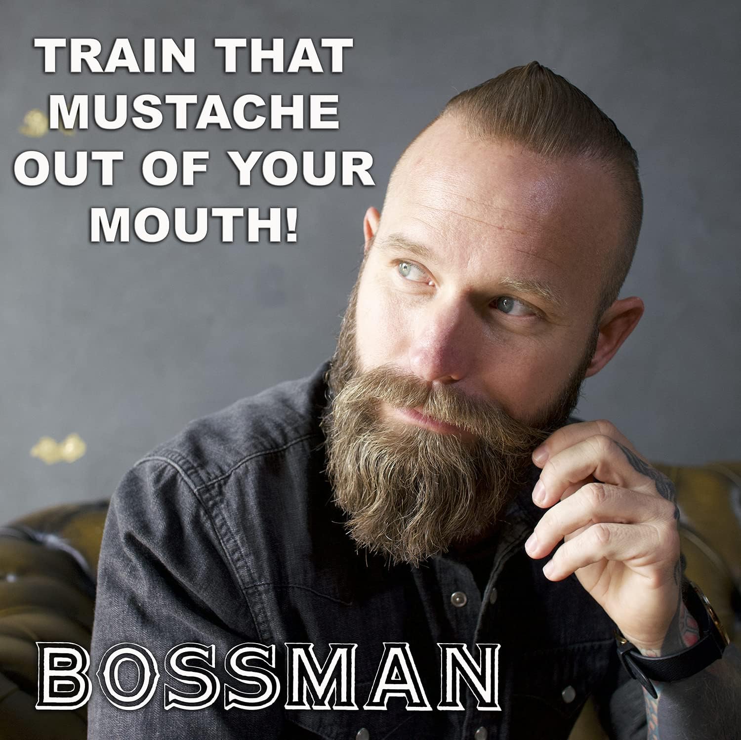 Bossman MUDstache Unscented Mustache Wax – No Pull - Spreads Easy for a Strong Non-Tacky 24 hr Hold - Tame, Train and Style - Moustache Wax for Men (1oz)