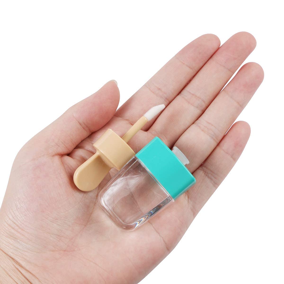 JOLLYSTYLE 15PCS Lip Gloss Tubes - Pink Green Blue Ice Cream Shape Lip Gloss Containers Empty - Refillable Clear Lipgloss/Lip Balm Containers for Girls Women DIY Cosmetics