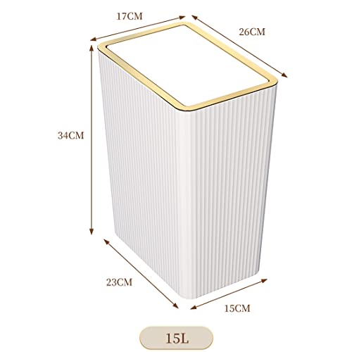 3.3 Gallon Rectangle Trash Can with Top Press Lid，Plastic Slim Garbage Bin, Wastebasket for Narrow Spaces, Kitchen, Bathroom,Bedroom