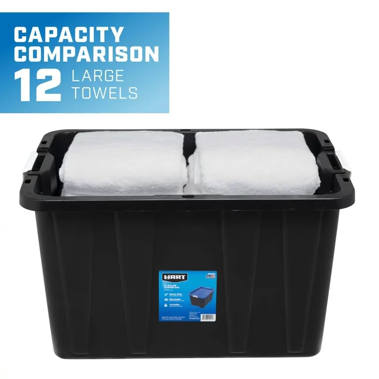 27 Gallon Heavy Duty Latching Plastic Storage Bin Container, Black