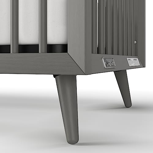 Child Craft Cranbrook 4 in 1 Convertible Crib, Mid Century Modern Baby Crib Converts to Day Bed, Toddler Bed and Full Size Bed, 3 Adjustable Mattress Positions