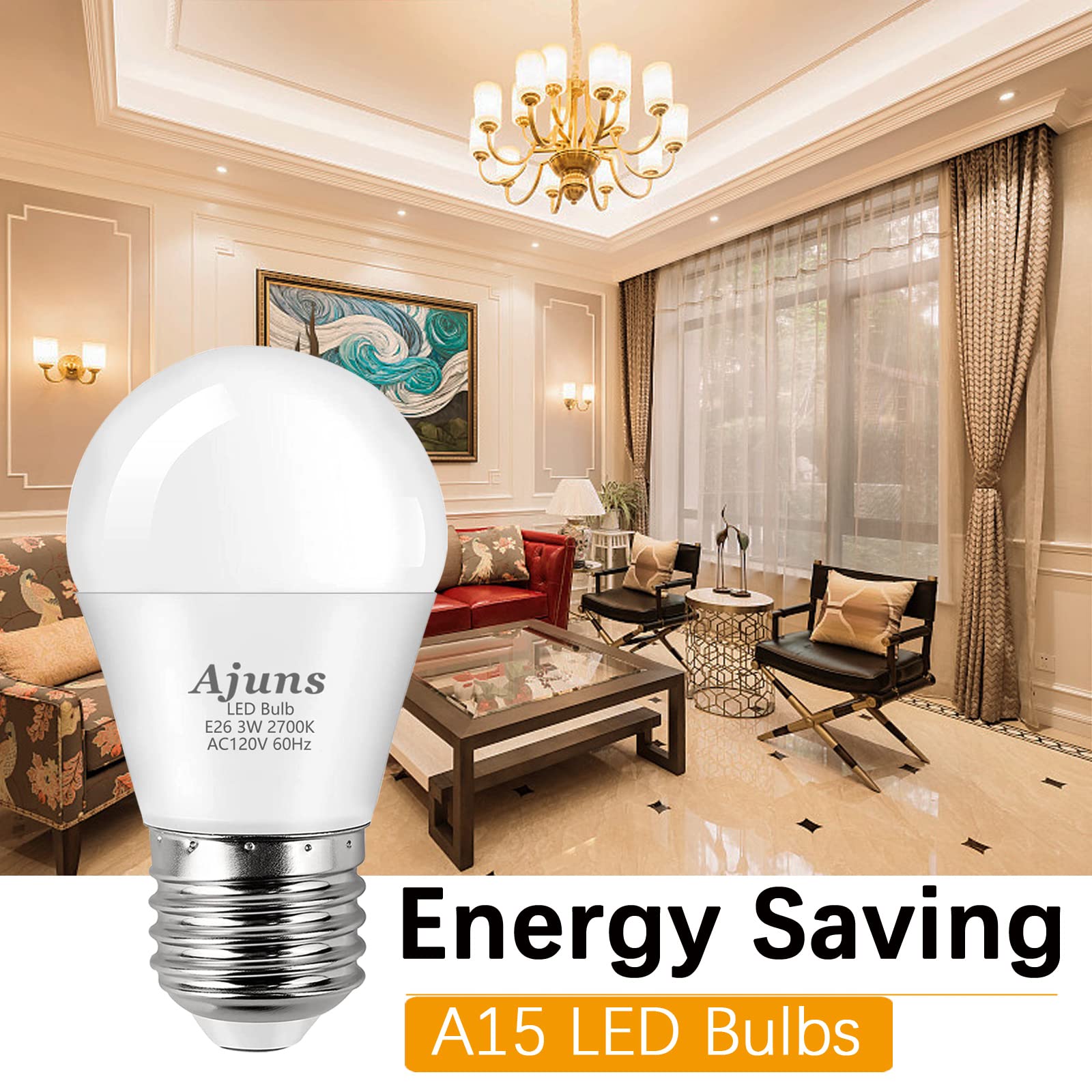 Ajuns LED Bulb 3W Equivalent 25 Watt Light Bulbs,120V Ceiling Fan Light Bulbs Table Lamp Bulb Warm White 2700K LED Energy Saving Bulb E26 Base, Suitable for Home 4 Pack