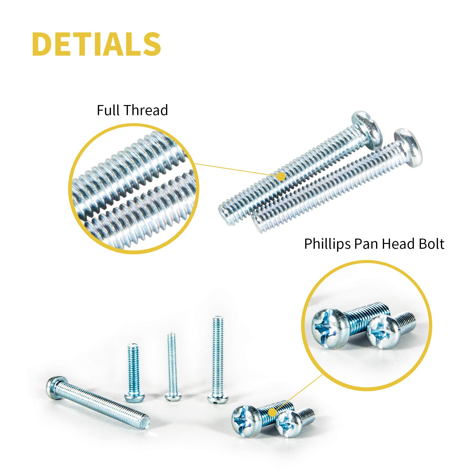 Maexxna 100pcs Nut & Bolt Assortment Sets, Metric Machine Screws Set, Philips&Slot Panhead, Zinc Planted M3 M4 M5 M6, 4 Kinds of Diameter and 6 Kinds of Length
