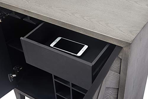Amazon Brand β Stone & Beam Chevron Bar Cabinet, Light Gray Wood