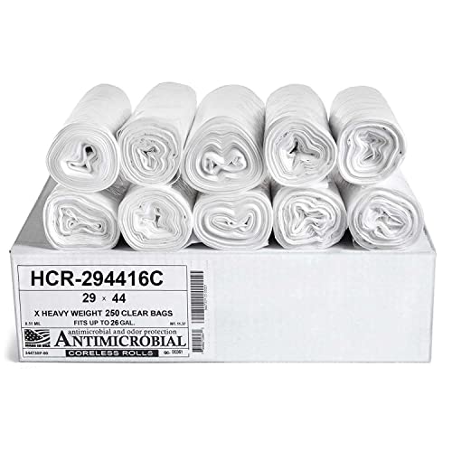Aluf Plastics 26 Gallon 16 Micron Equivalent Slim Jim Trash Bags - 29" x 44" - Pack of 250 - For Home, Kitchen, Bathroom, & Office
