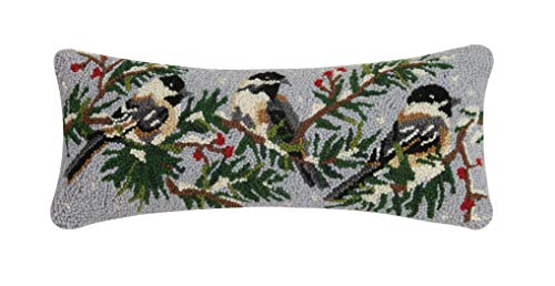 Peking Handicraft 31SJM9779C20OB Chickadee Trio Holiday Hook Pillow, 20-inch Long