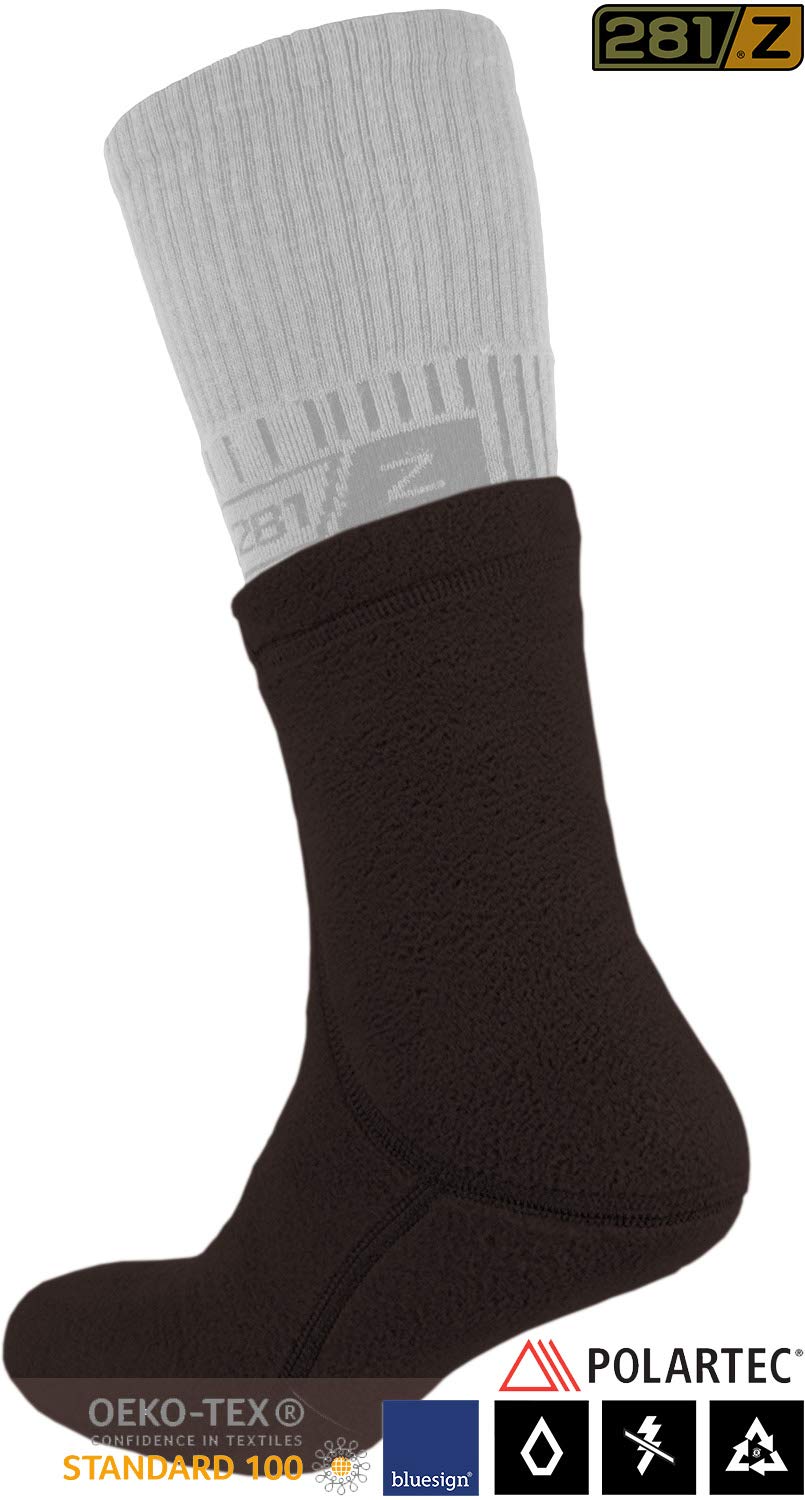 281Z Military Warm 6 inch Boot Liner Socks - Outdoor Tactical Hiking Sport - Polartec Fleece Winter Socks (Medium, Brown Bear)