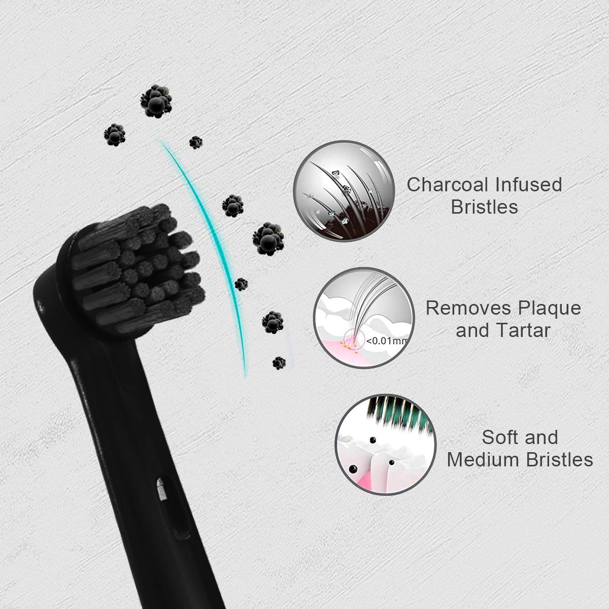 VINFANY 16PCS Black Toothbrush Head for Oral B,Replacement Toothbrush Heads Compatible for Braun Electric Rechargeable Toothbrush, for Vitality 3D All 16Pack