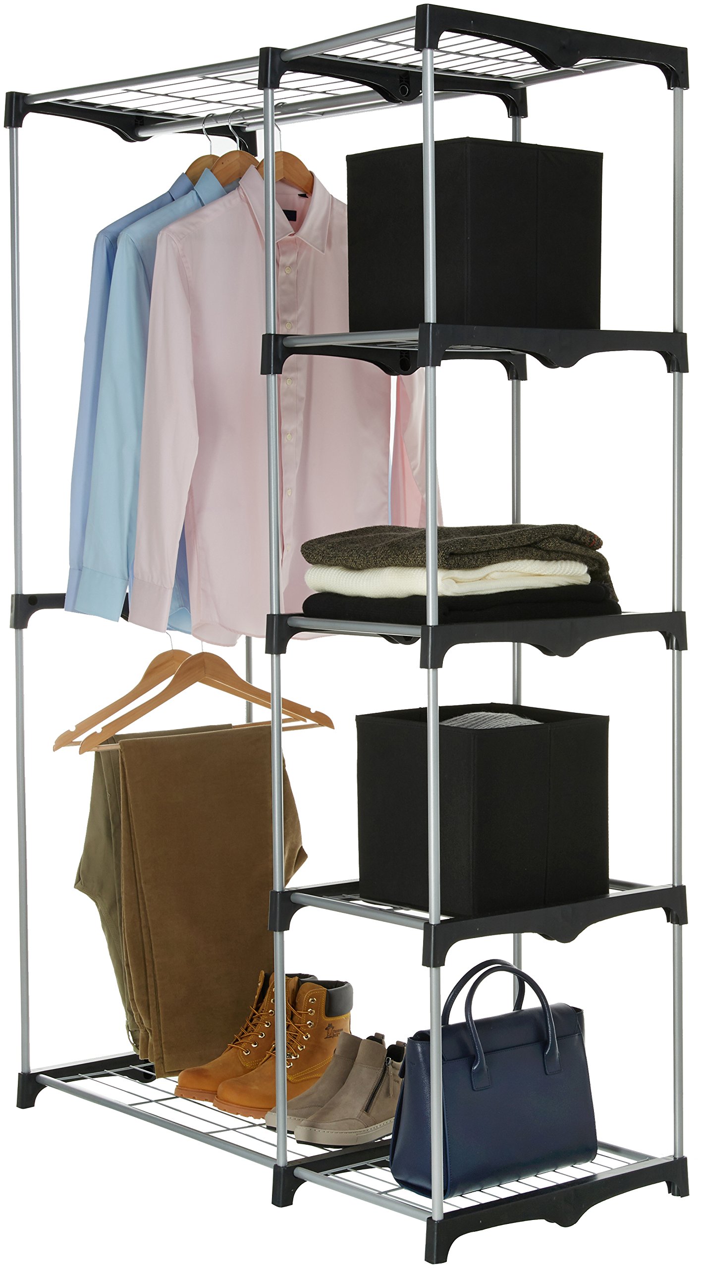 Amazon Basics Double Rod Freestanding Closet, Silver